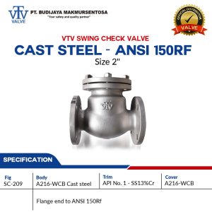 Jual VTV Swing Check Valve Cast Steel ANSI 150Rf - 4 Inch di Tokopedia